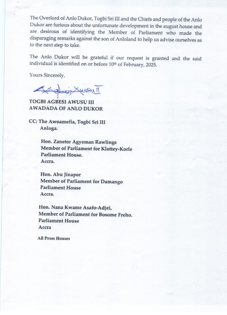 Anlo Chiefs demand MP who insulted Zanetor be identified within 5 days ...